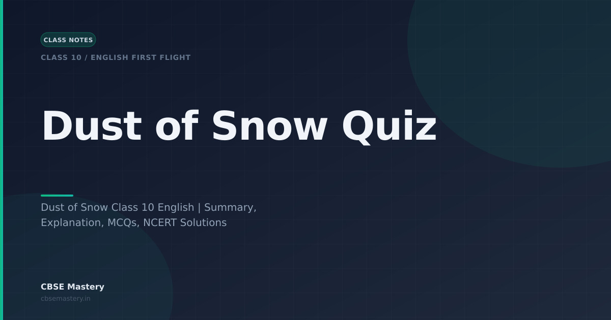 Dust of Snow Quiz Class 10 First Flight with Answers | Robert Frost ...